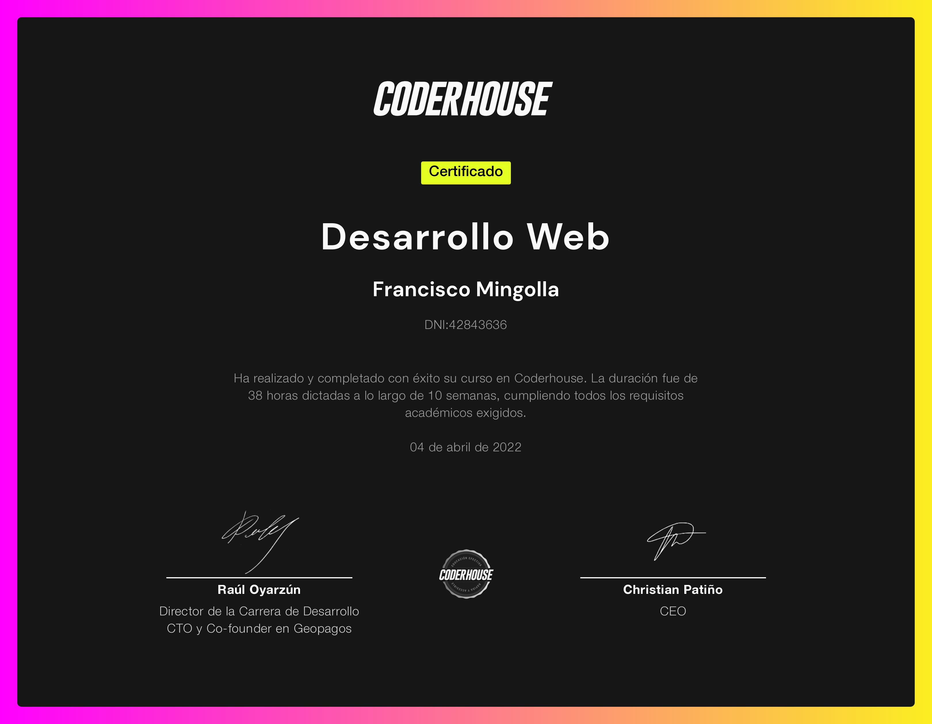 Francisco Mingolla | Developer Web